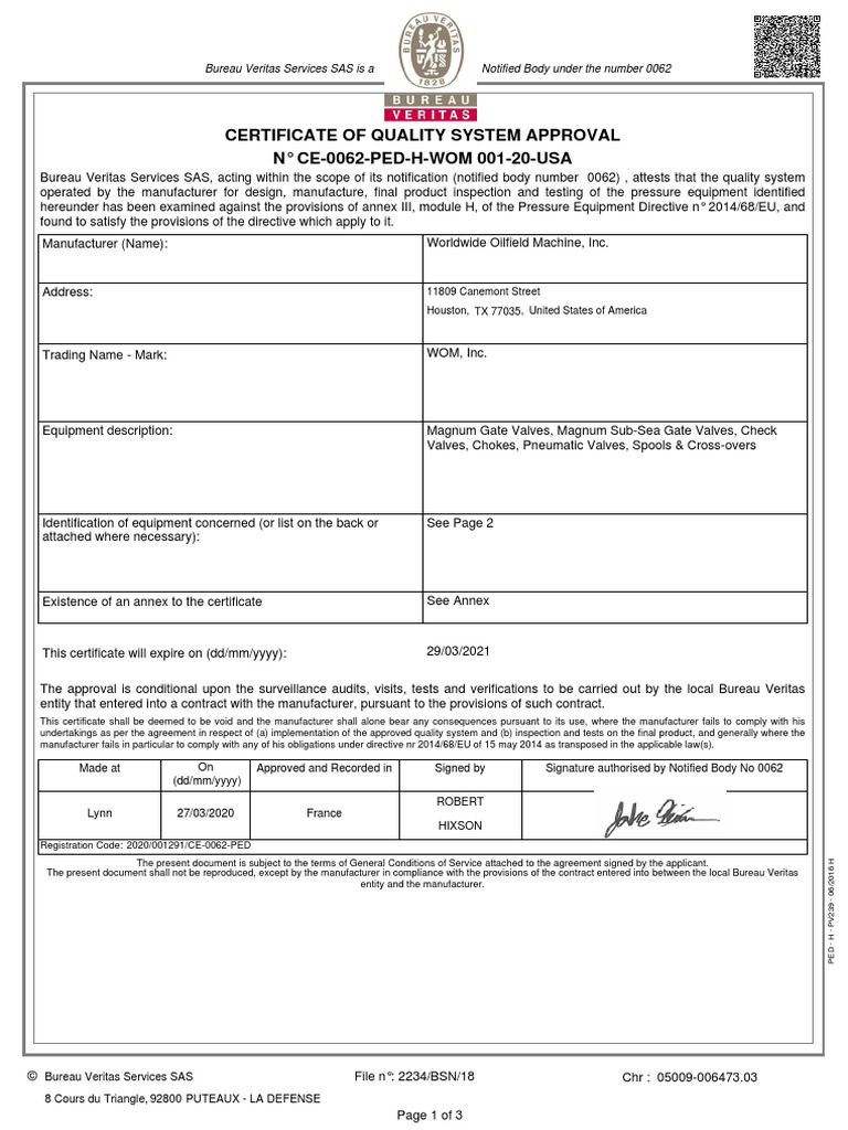 Ce 0062 Ped H Wom 001 20 Usa | PDF | Valve