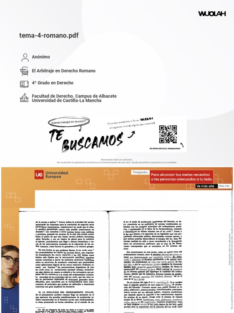 El arbitraje en derecho romano: evolución del ordenamiento jurídico ...