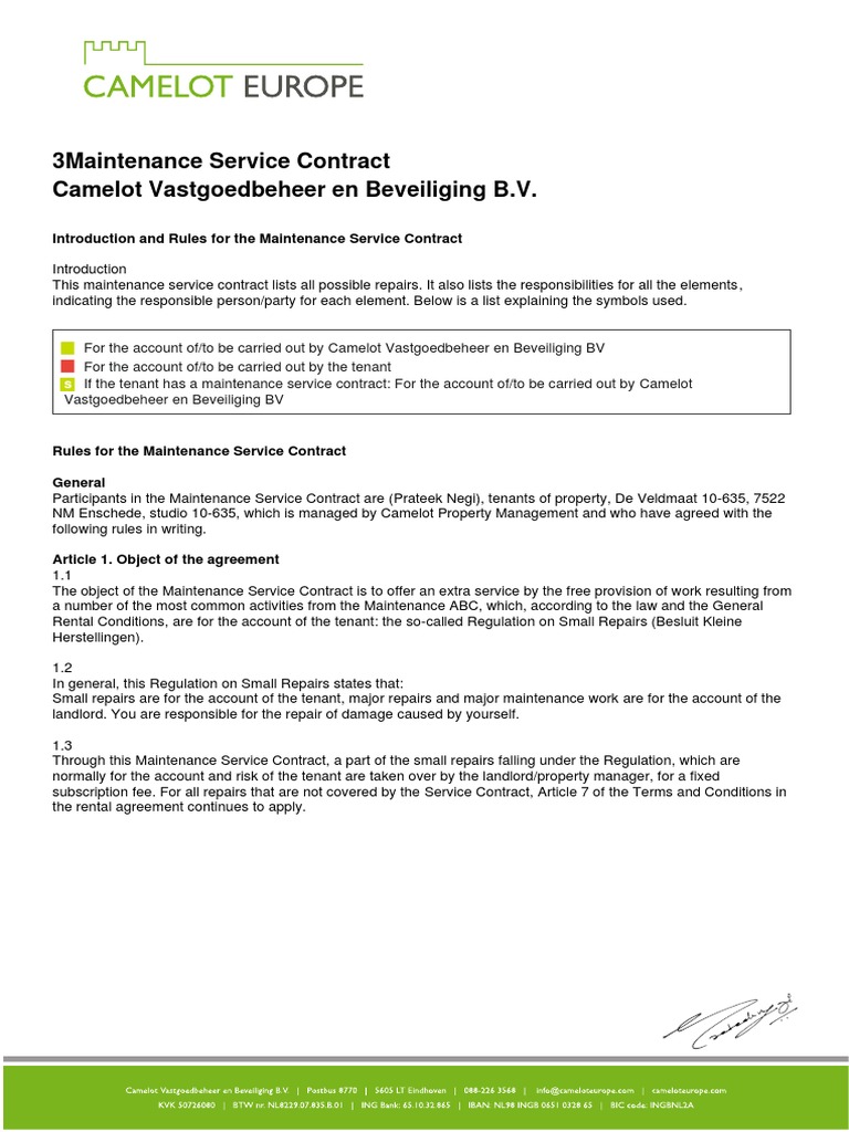 Camelot Maintenance Service Overview | PDF | Tap (Valve) | Window