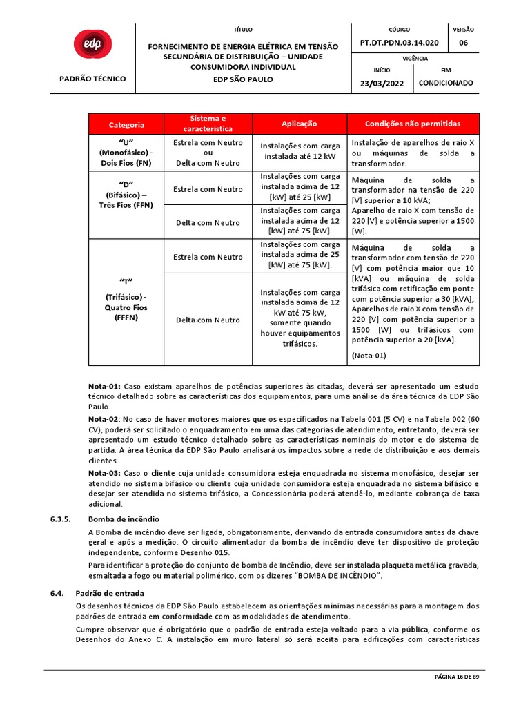 Padrão EDP | PDF | Fiação elétrica | Potência (Física)