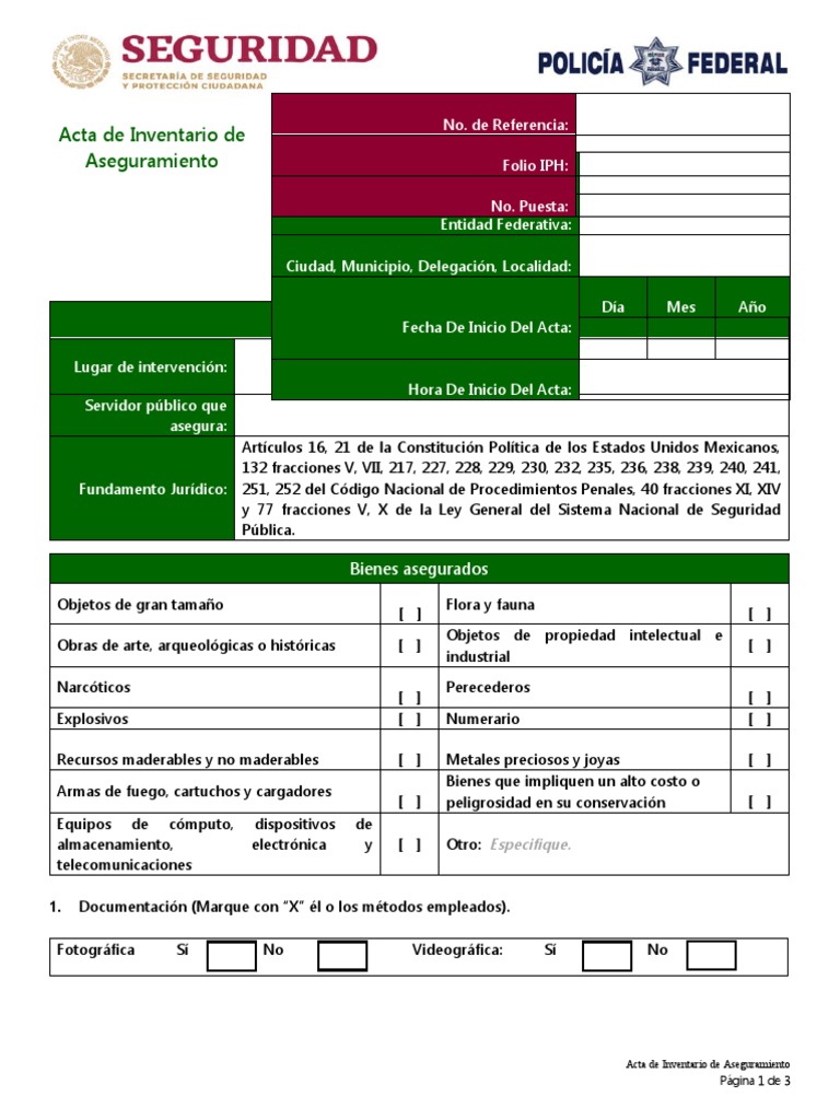 Acta de Inventario de Aseguramiento. | PDF