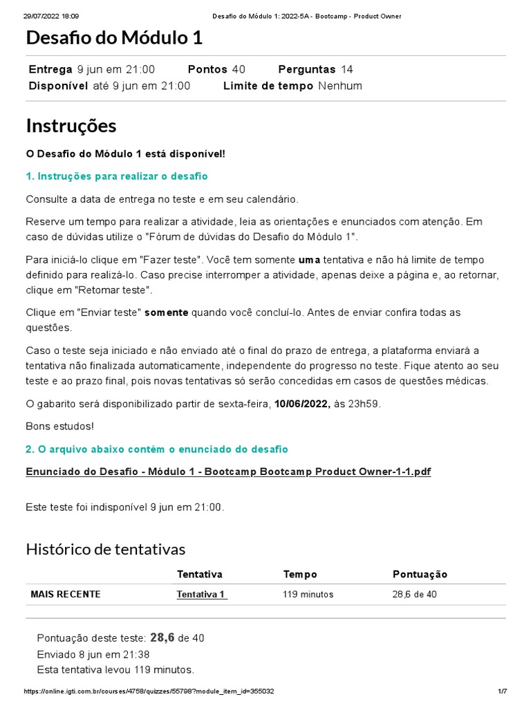 Desafio Módulo 1: Bootcamp Product Owner | PDF