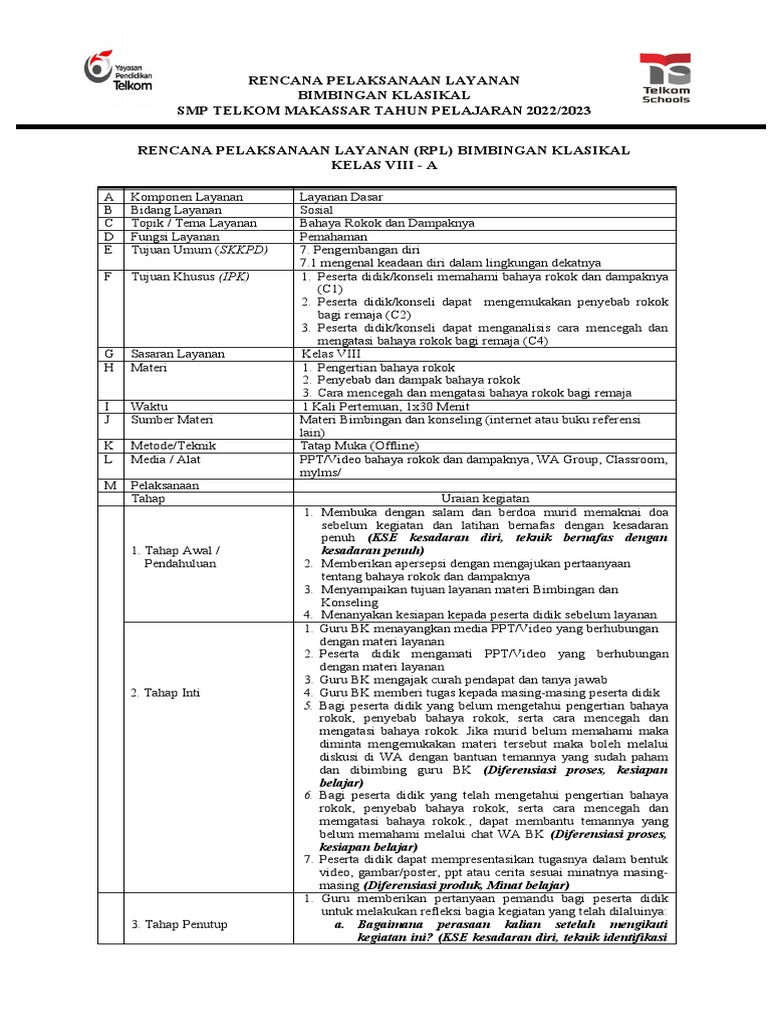 RPL BK Kelas Viii A 2022-2023 | PDF