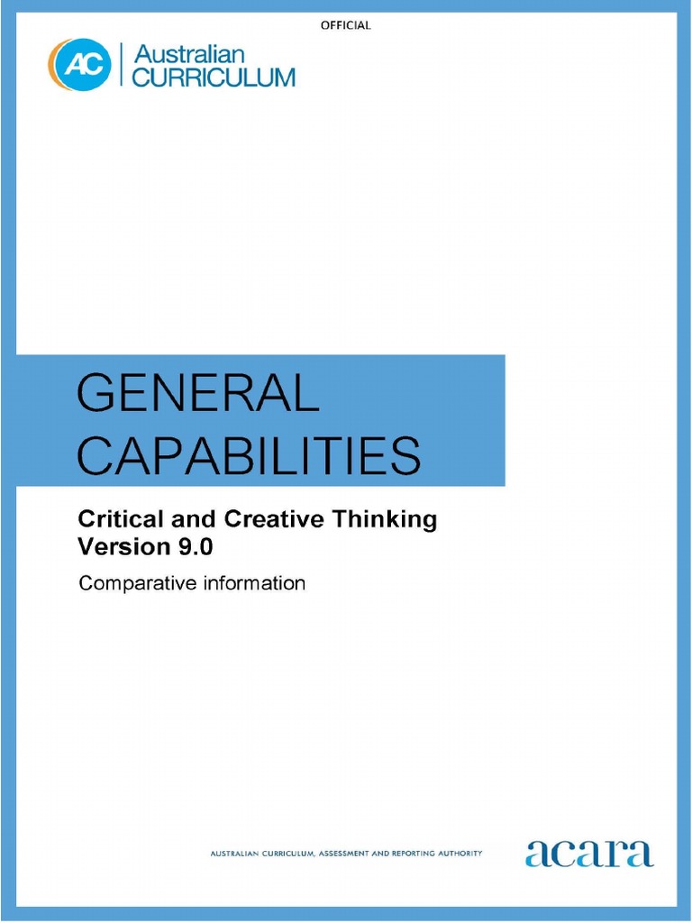 General Capabilities Critical and Creative Thinking Comparative v9 | PDF | Thought | Reason