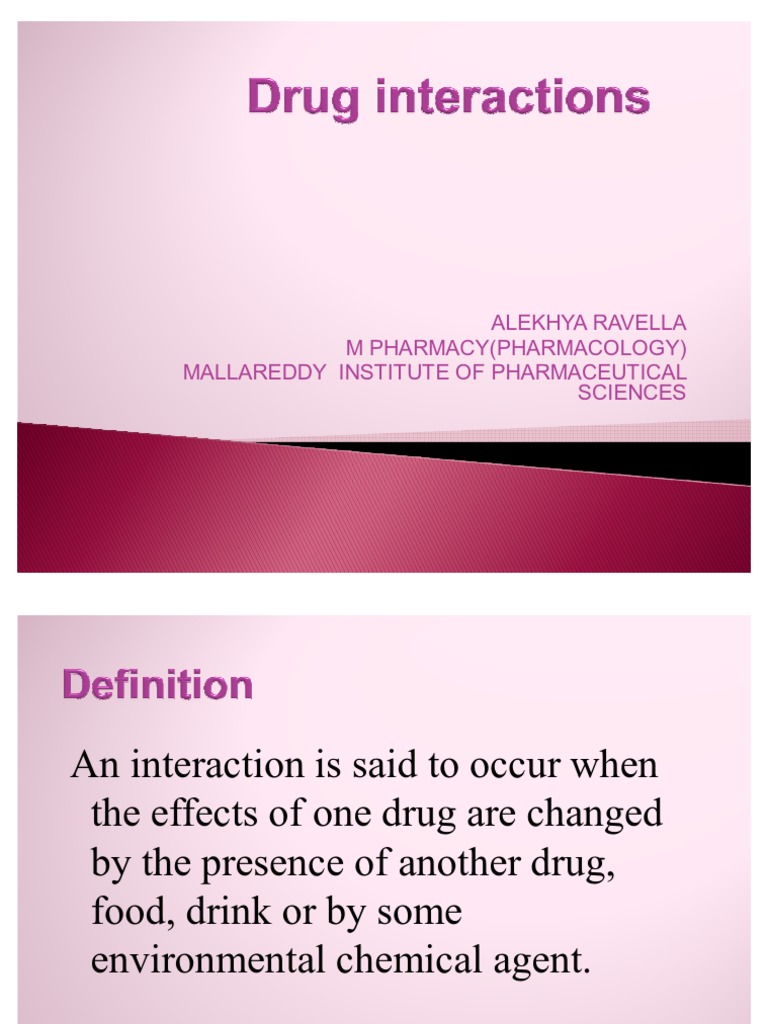 Drug Interaction Overview in Pharmacology | PDF