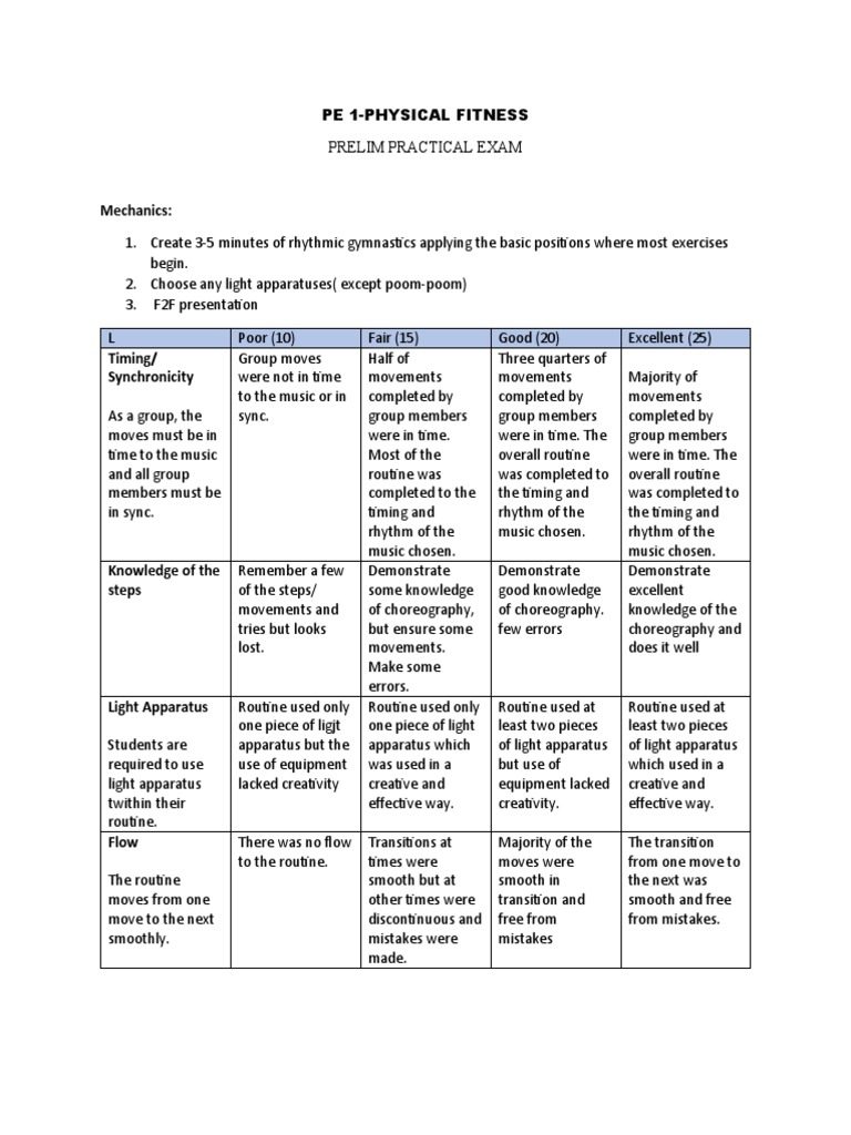 Rhythmic Gymnastics Practical Exam Guide | PDF | Gymnastics