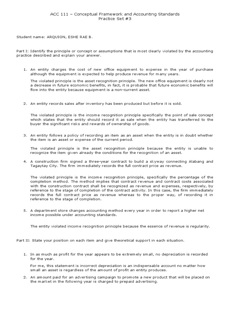 ACC 111 Practice Set #3 | PDF | Income | Revenue