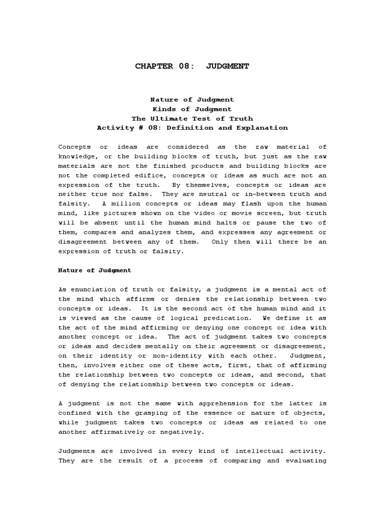 Judgment Pdf Truth Idea