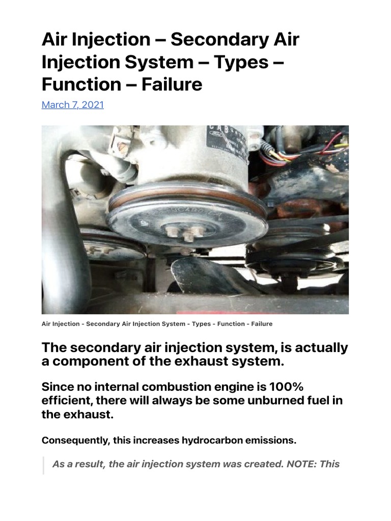 Air Injection - Secondary Air Injection System - Types - Function ...