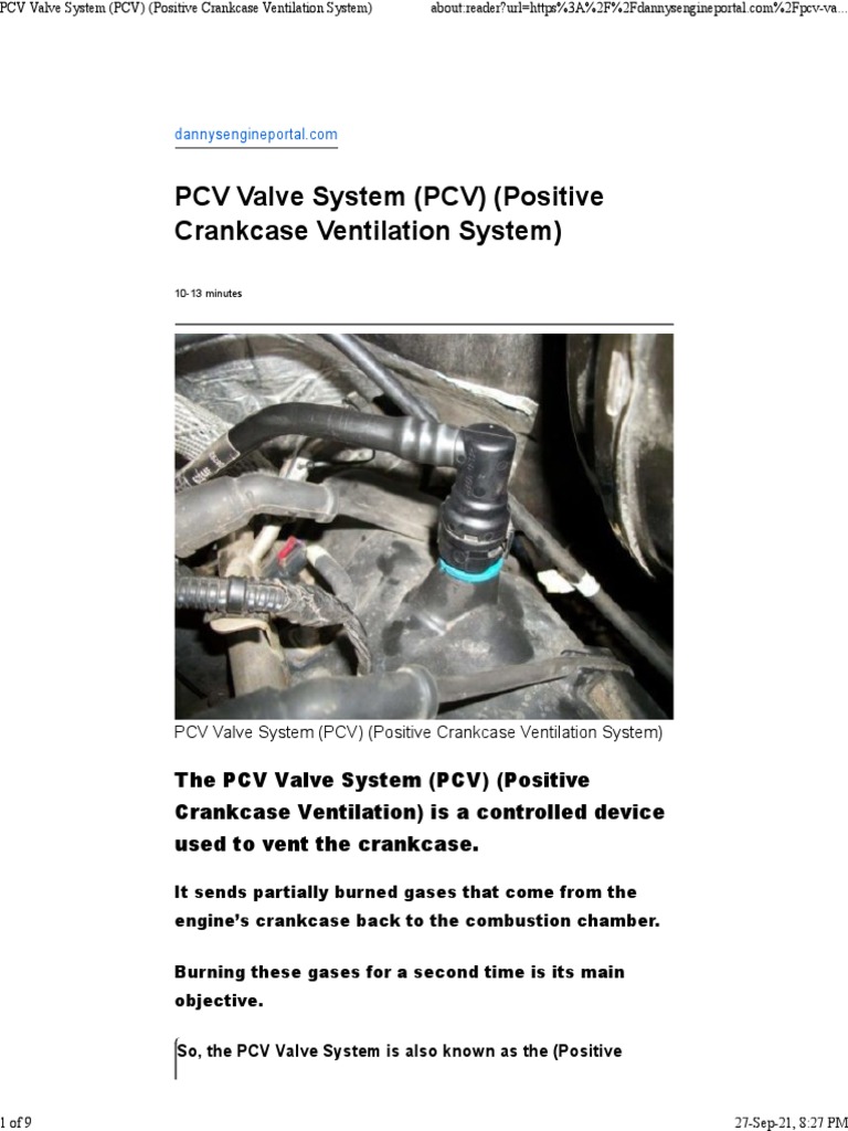 Dannyengineportal - Positive Crankcase Ventilation | PDF | Systems ...