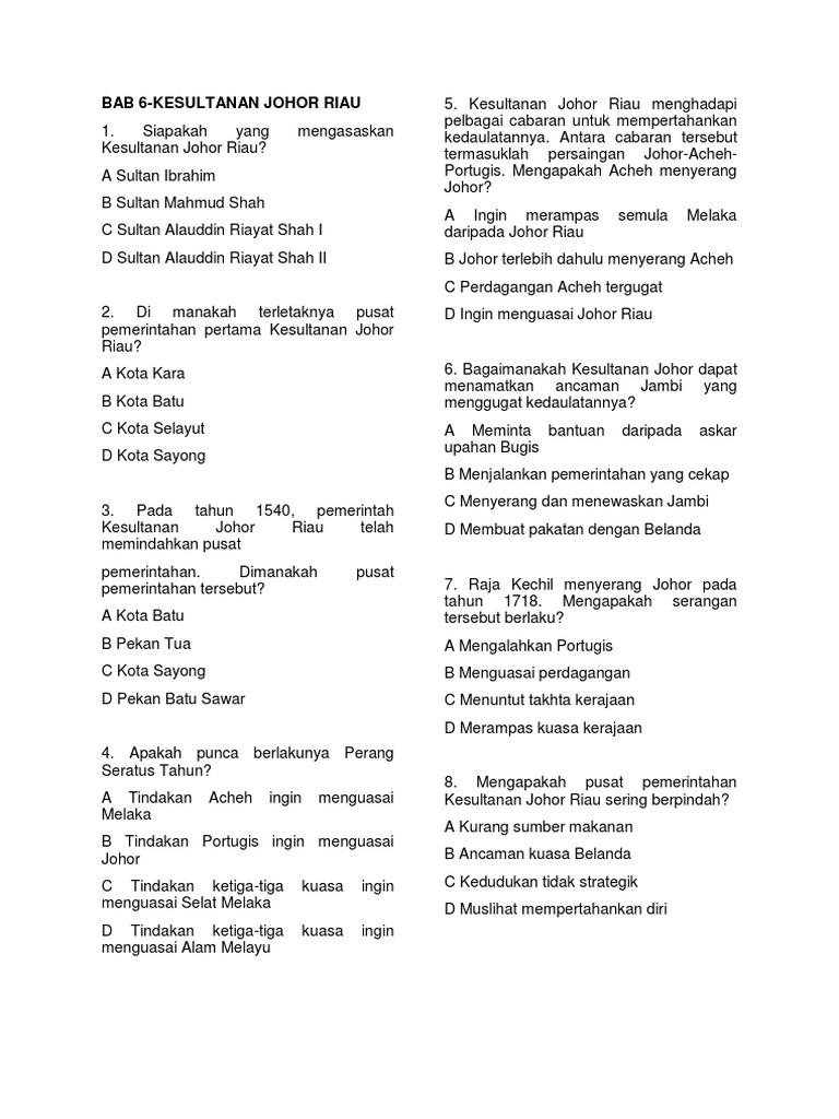 BAB 6-Kesultanan Johor Riau | PDF