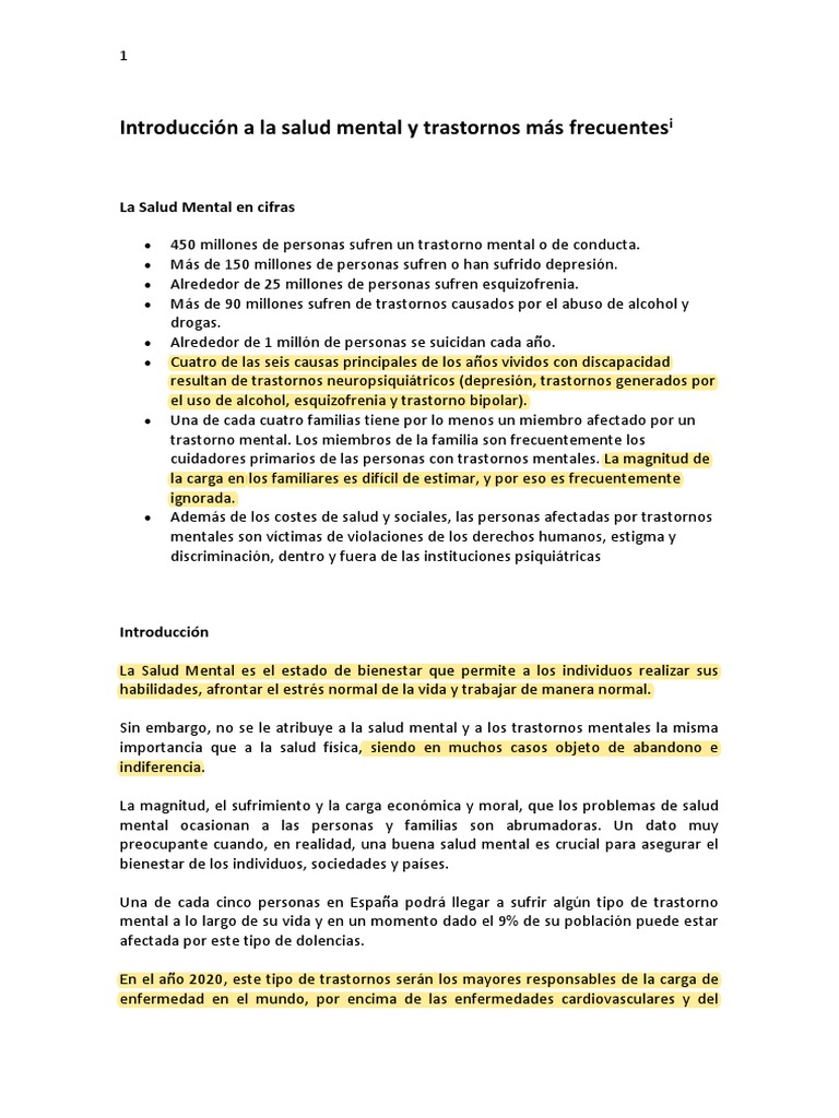 Introducción A La Salud Mental y Trastornos Más Frecuentes | PDF ... Introducción A La Salud Mental y Trastornos Más Frecuentes | PDF ...