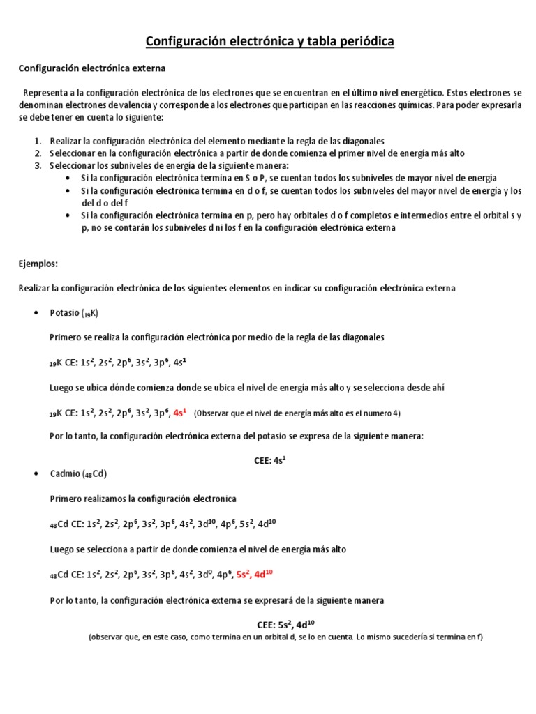 5 - Configuracion Electronica y Tabla Periodica | PDF | Configuración ...