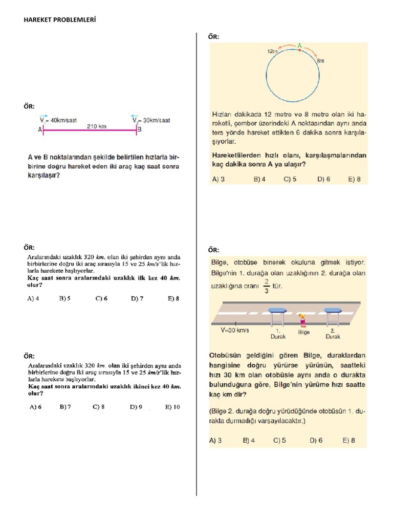 Hareket Problemleri | PDF
