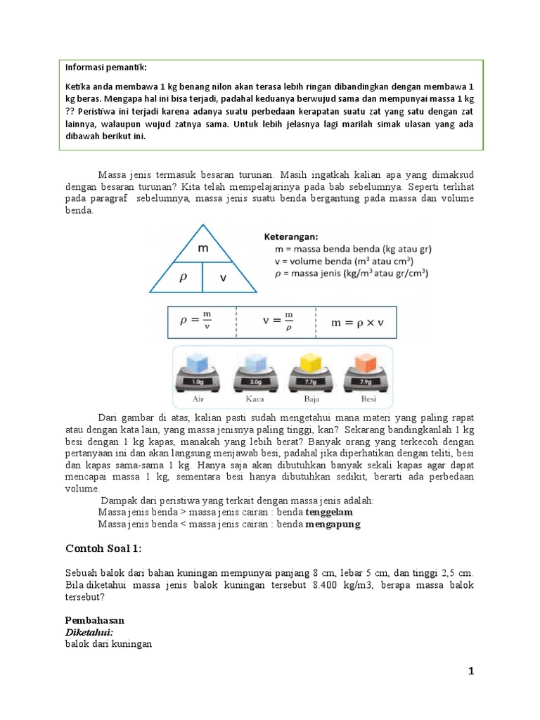 Kerapatan dan Massa Jenis Zat | PDF | Griya & Taman
