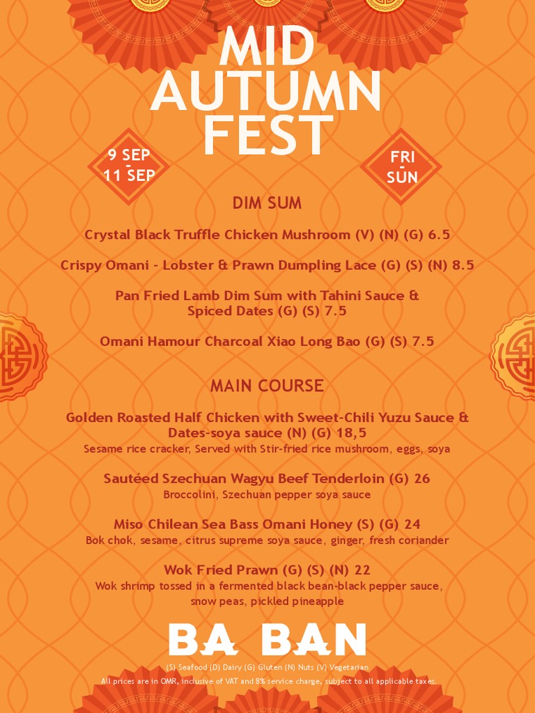 Mid Autum Fest Menu 2022 | PDF