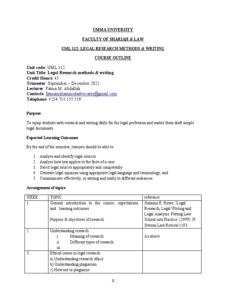 Legal Research Methods & Writing Outline | PDF | Precedent | Linguistics