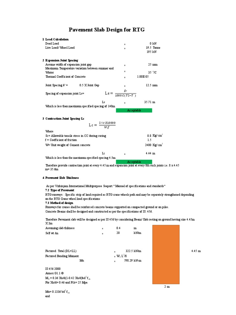 Pavement Slab Design For RTG | PDF | Concrete | Thermal Expansion