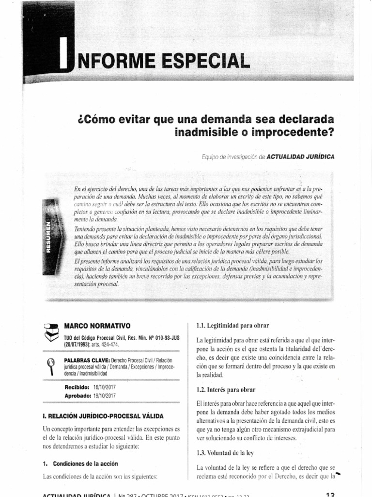Como Evitar Que Una Demanda Sea Declarada Inadmisible o Improcedente ...