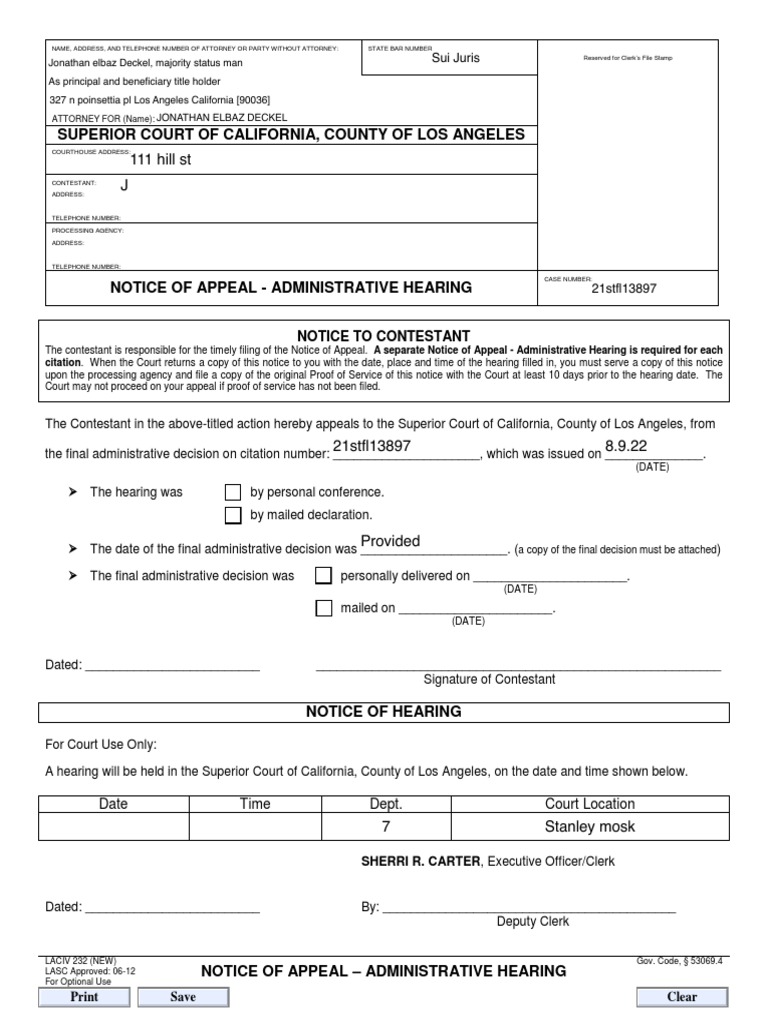 LACIV232notice of Appeal | PDF | Law Of The United States | Courts