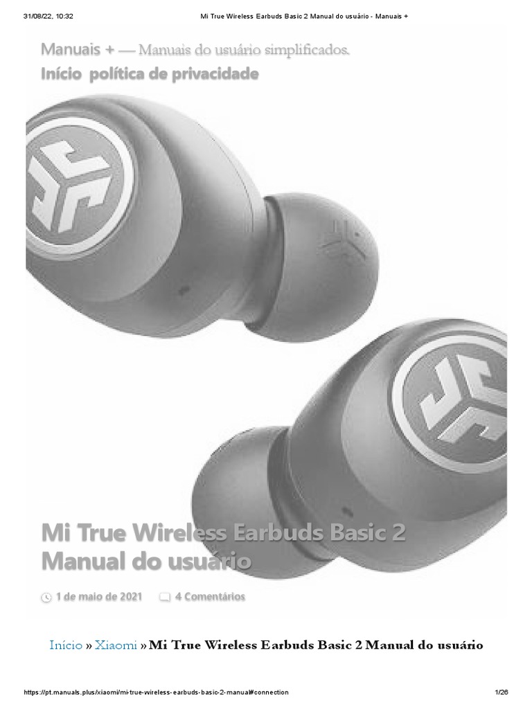 Guia Mi Earbuds Basic 2: Uso e Cuidados | PDF | Bluetooth | Sem fio