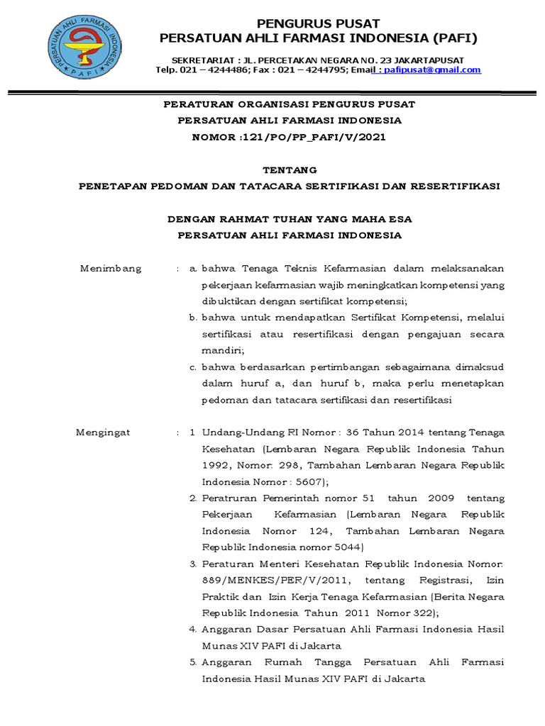 Pedoman Sertifikasi Farmasi PAFI | PDF | Bisnis | Pengelolaan Keuangan ...