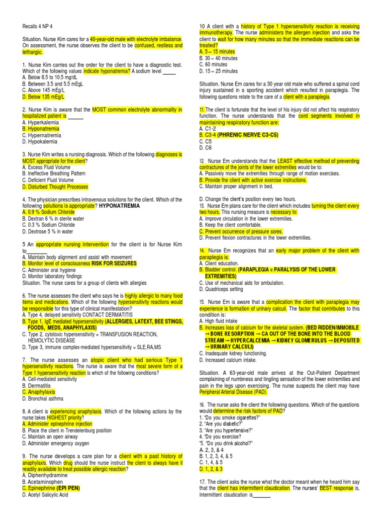 Nursing Test 4 (NP Iv) | PDF | Nursing | Emergency Department
