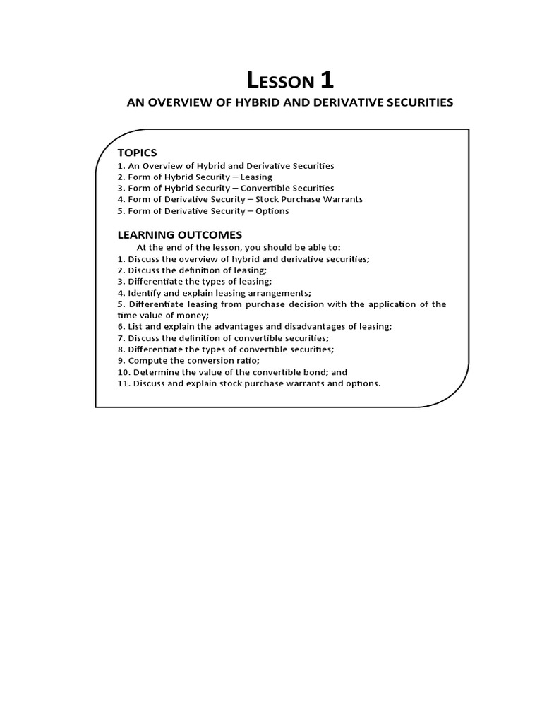 Final Special Topics Lesson 1 2 | PDF | Derivative (Finance) | Option ...