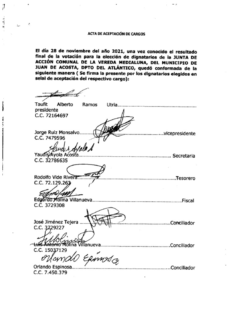 Formato De Aceptacion De Cargo