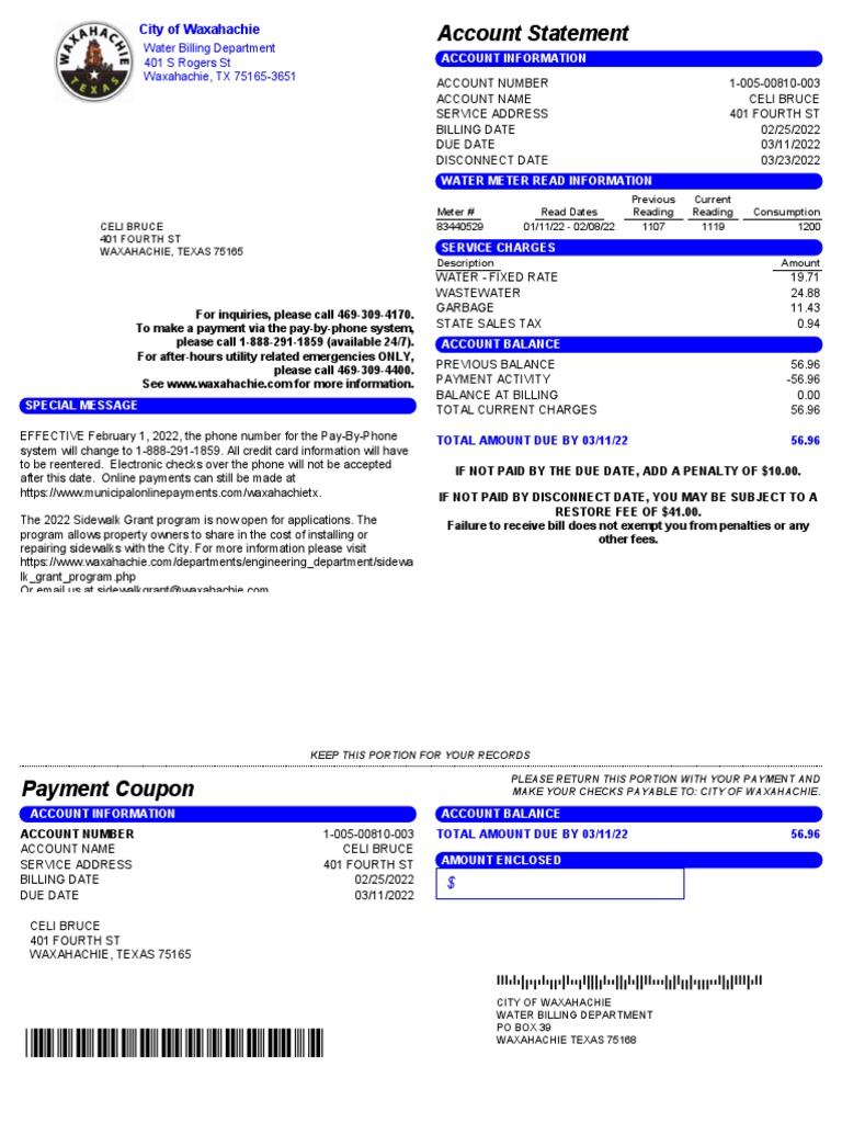 UtilityBill 2 | PDF | Fee | Cheque