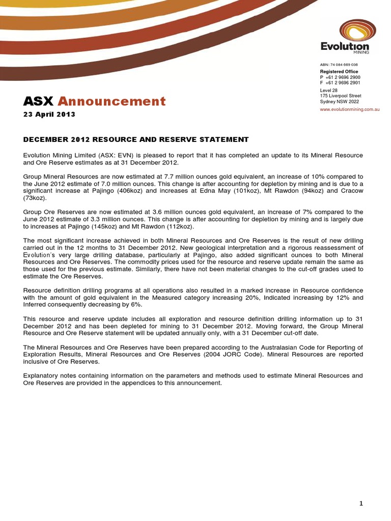 882.pdf Ore Reserve and Resources With Metal Equivalent | PDF | Mining ...