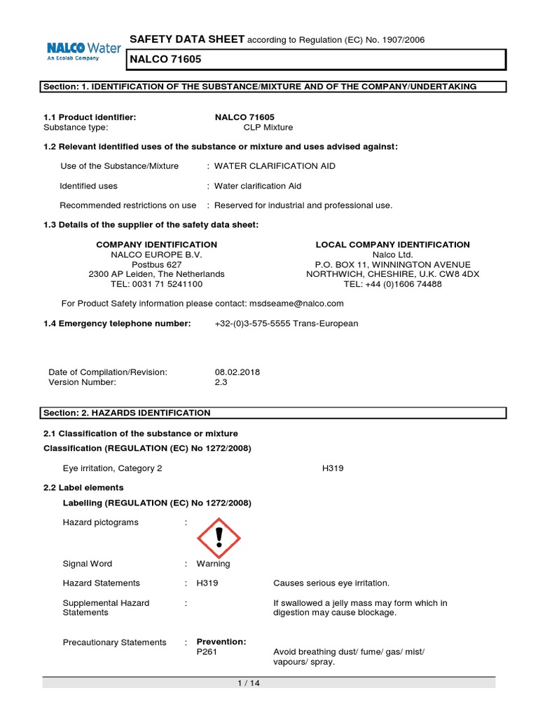 MSDS 71605 | PDF | Dangerous Goods | Toxicity