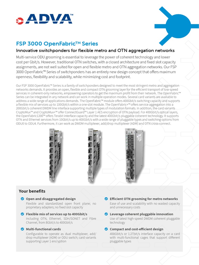 FSP 3000 Open Fabric Data Sheet | PDF | Wavelength Division ...