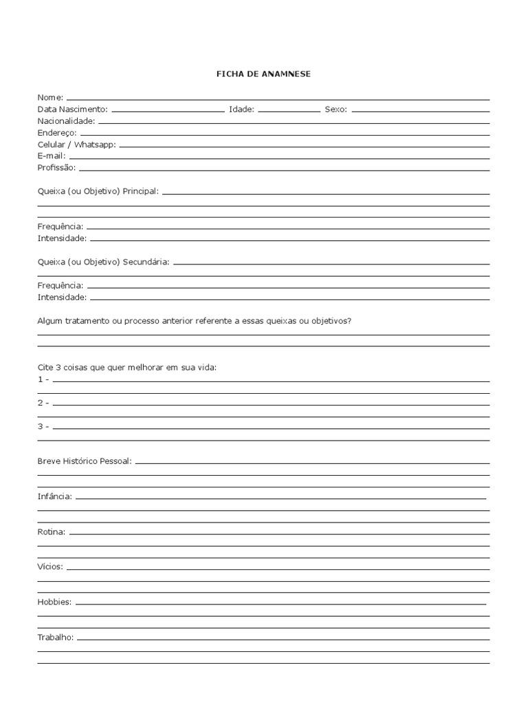 Ficha de Anamnese | PDF