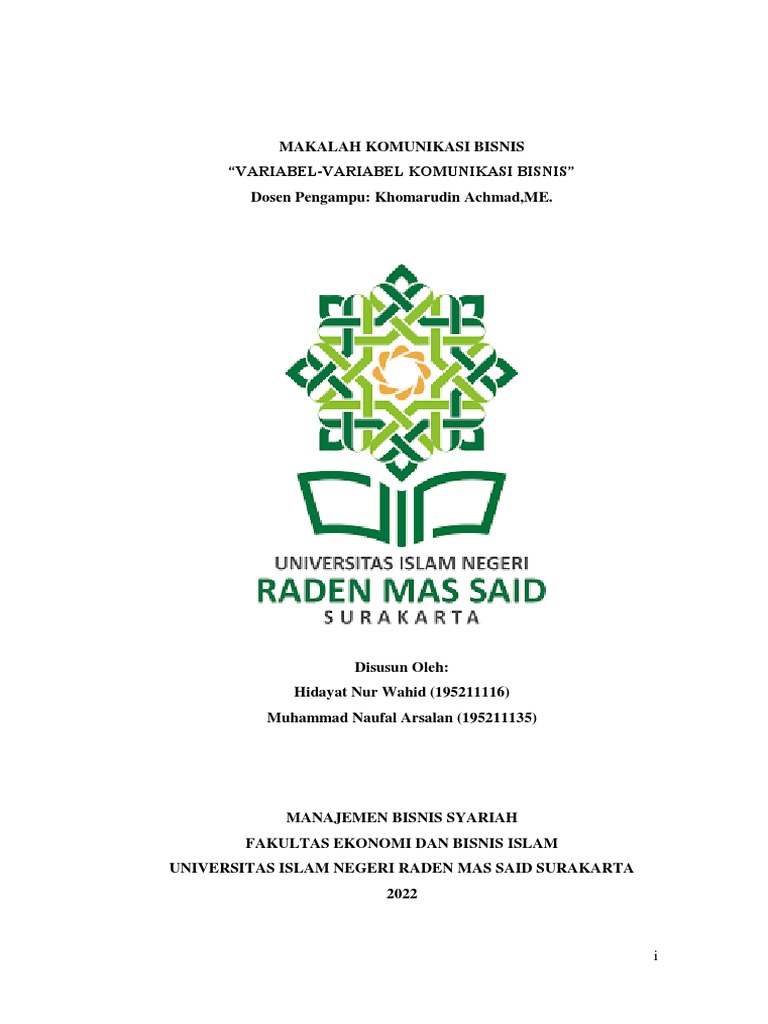 Kelompok 1 MAKALAH Variabel KOMUNIKASI BISNIS | PDF | Karier & Perkembangan