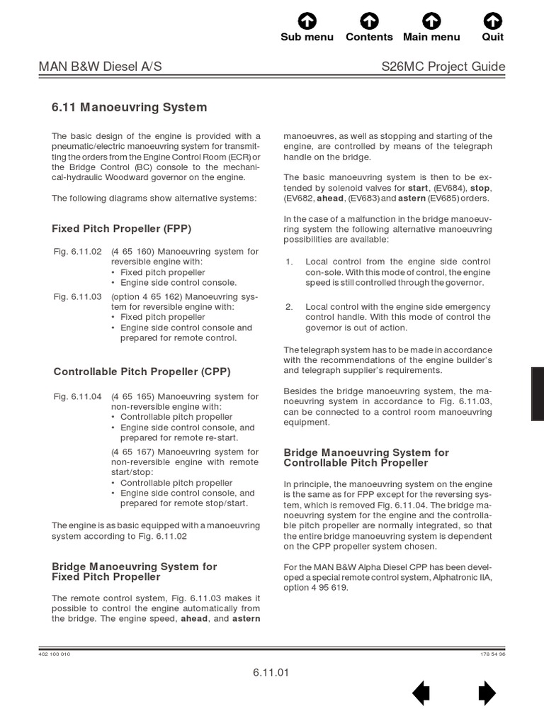6.11 Manoeuvring System: MAN B&W Diesel A/S S26MC Project Guide | PDF | Engines | Valve