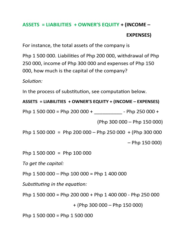 Accounting Equation and Financial Analysis | PDF | Equity (Finance ...