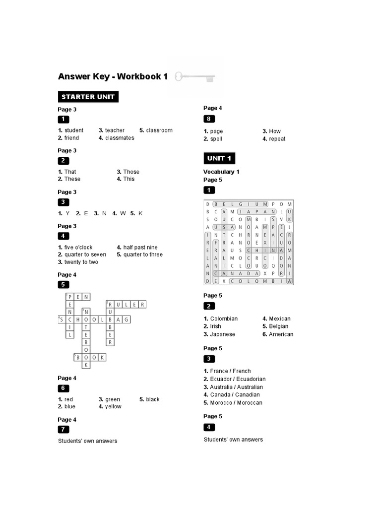 Answer Key - Motivate! 1 Workbook | PDF | Grandparent