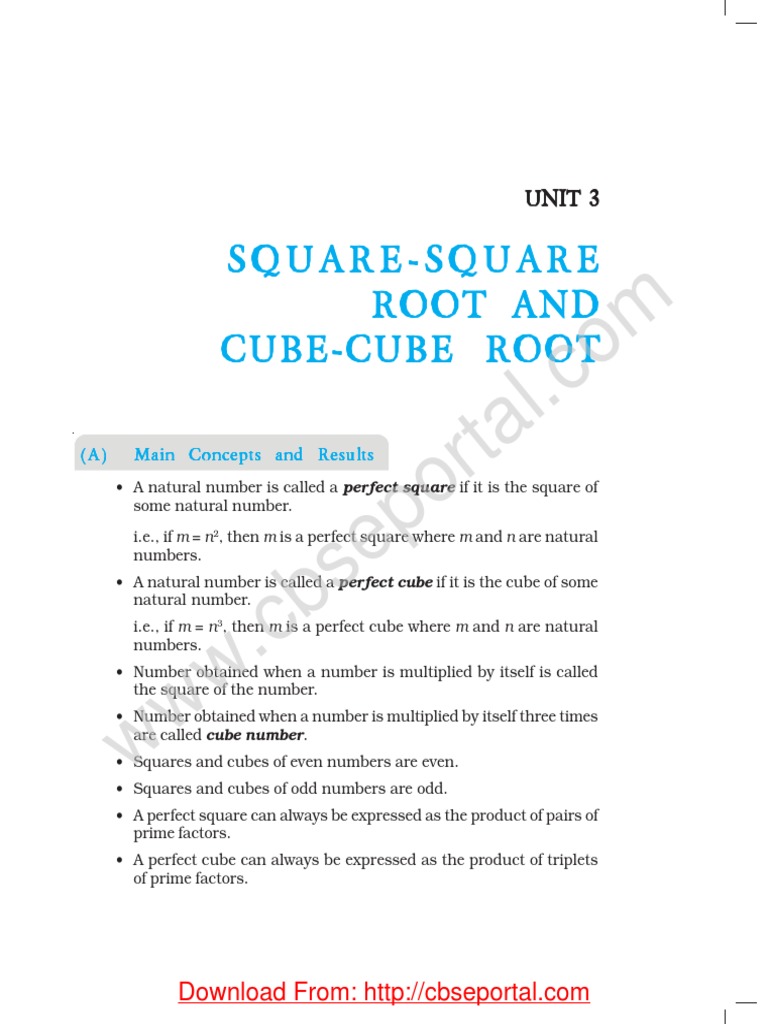 NCERT Exemplar Problems From Class 8 Mathematics Unit 3 Square Square ...