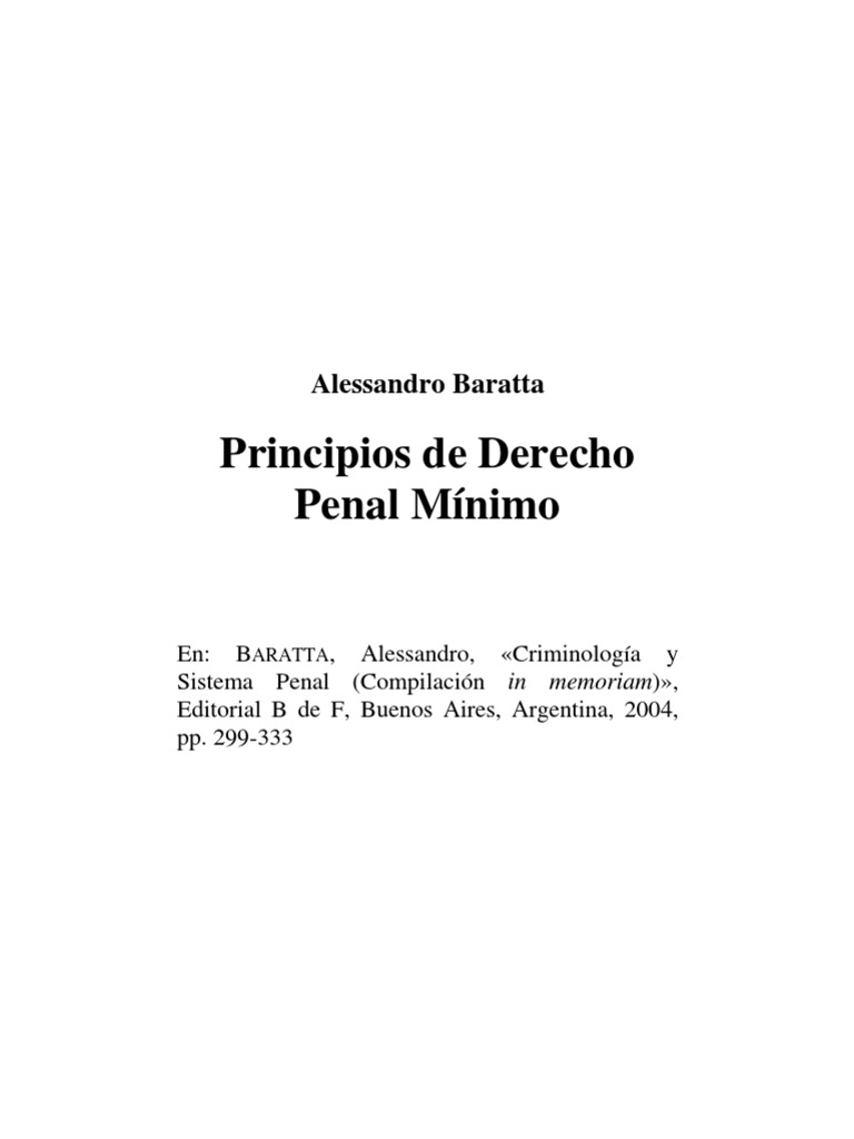 Alessandro Baratta - Principios de Derecho Penal Mínimo | PDF | Derecho ...