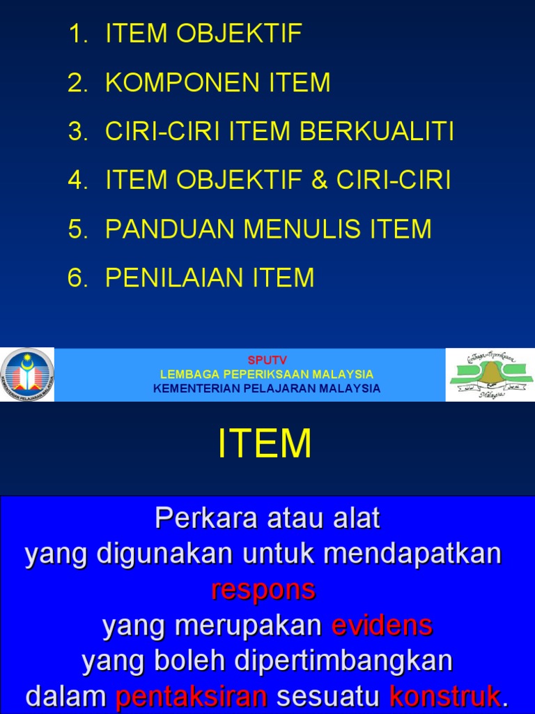 5 Penulisan Item Objektif Subjektif | PDF