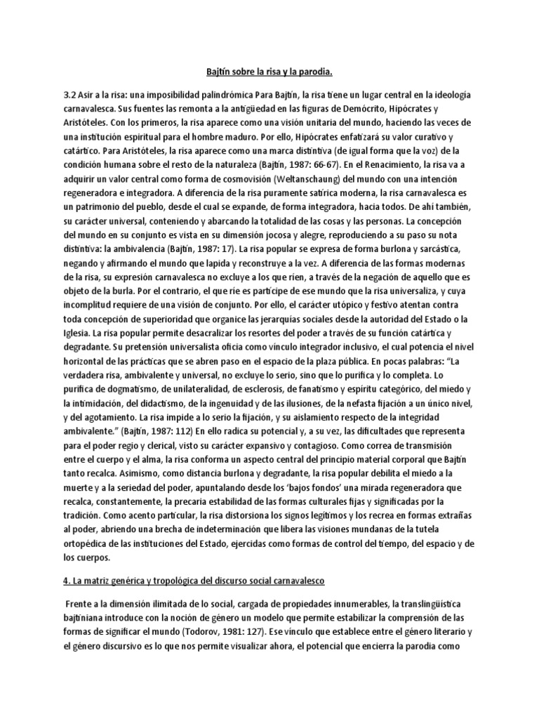 Risa y Parodia en Bajtín | PDF | La risa