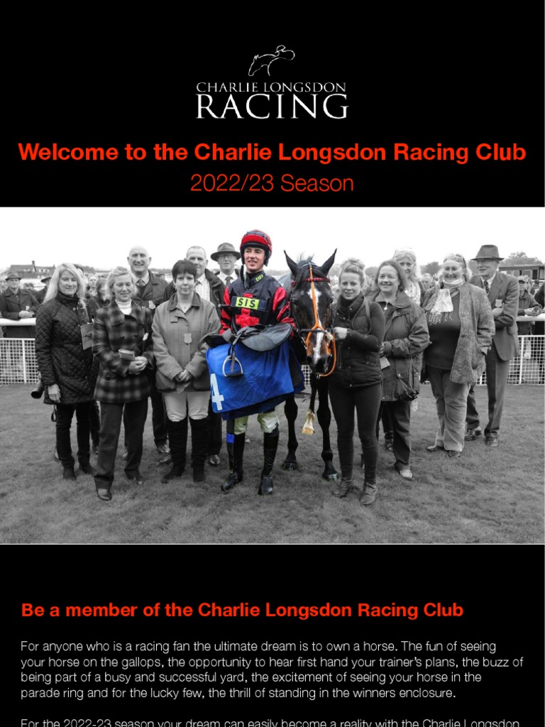 Charlie Longsdon Racing Club Brochure | PDF | Thoroughbred Families ...