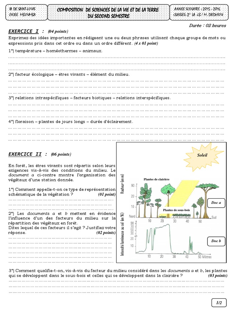 Exercices sur facteurs biotiques et climat | PDF | Plantes | Géographie ...