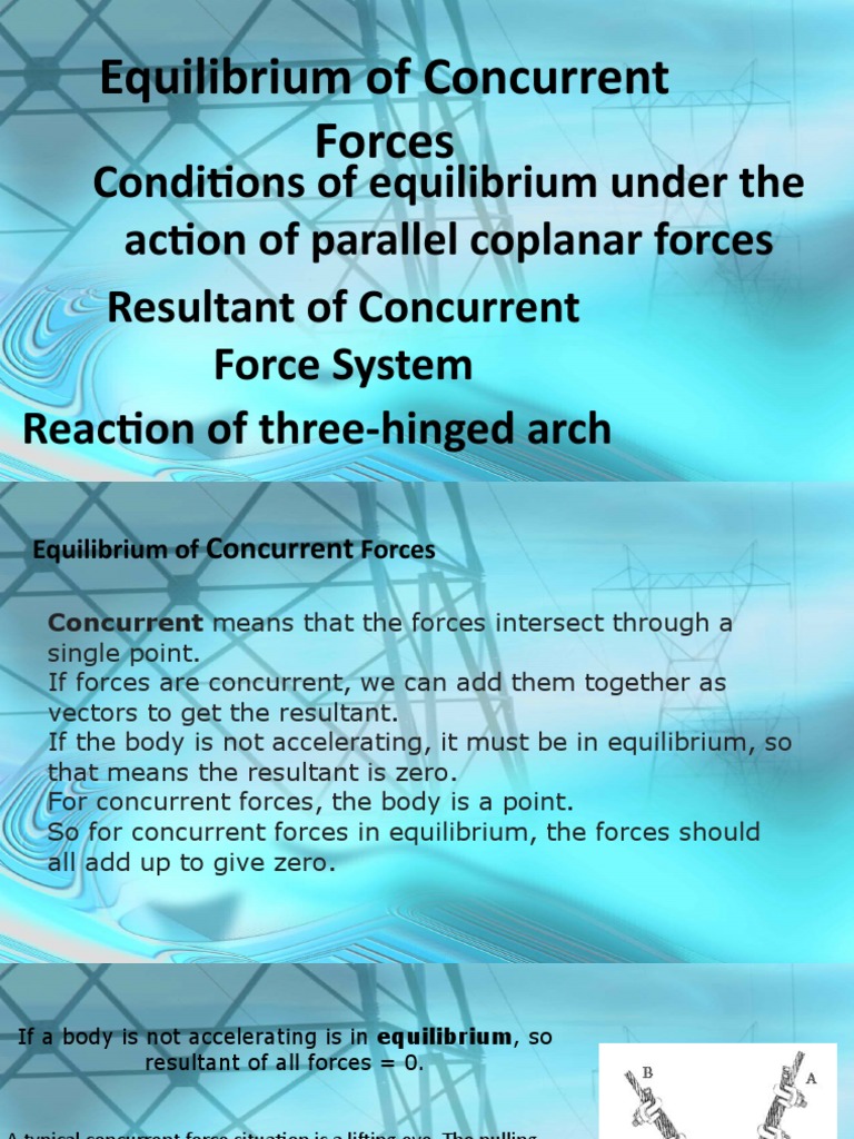 Equilibrium of Concurrent Forces: Conditions, Resultants and Reactions | PDF | Force ...