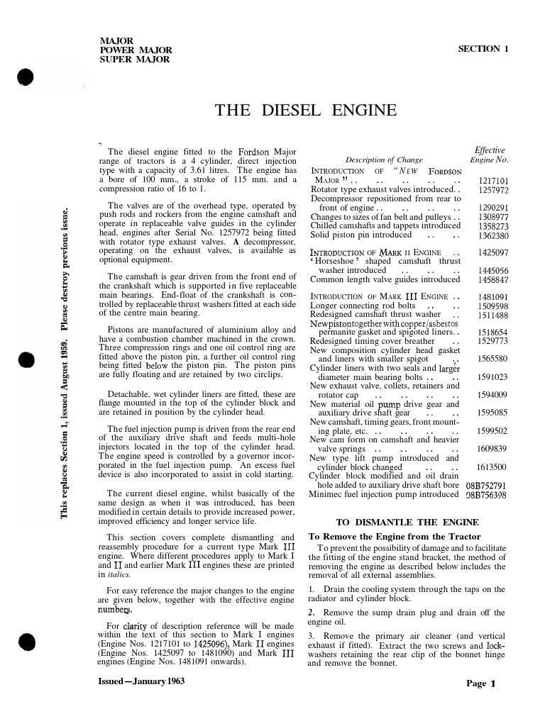 MAJOR POWER MAJOR SUPER MAJOR ENGINE GUIDE | PDF | Cylinder (Engine ...