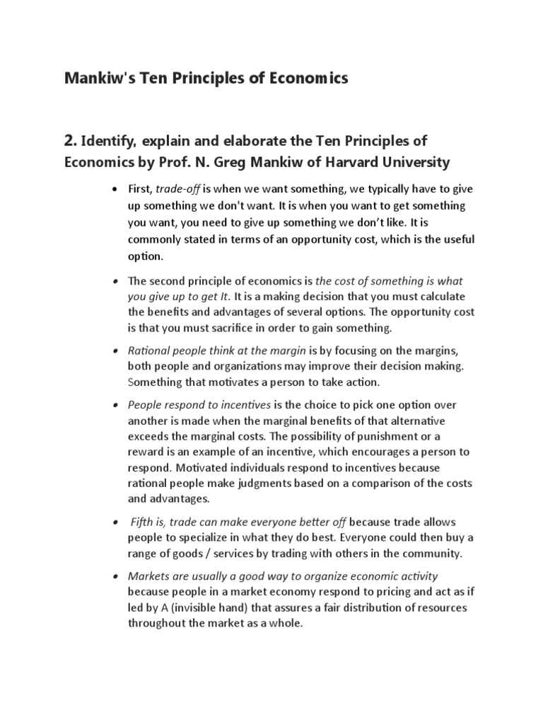 Mankiw's Ten Principles of Economics | PDF | Inflation | Money