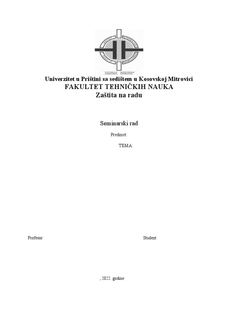 Prva Strana Seminarski FTN | PDF