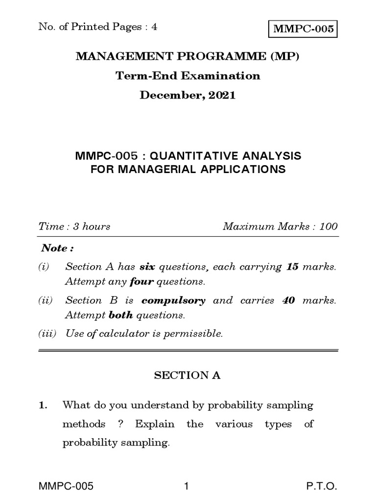MMPC-005 Quantitative Analysis | PDF | Statistics | Scientific Method MMPC-005 Quantitative Analysis | PDF | Statistics | Scientific Method
