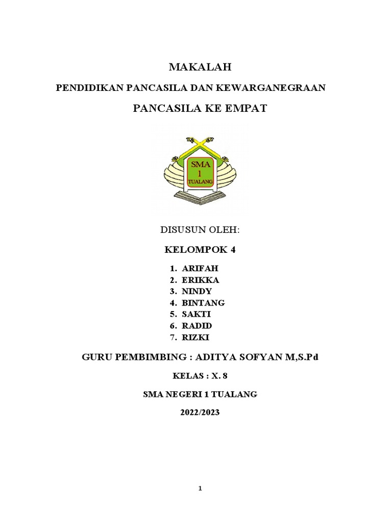 Makalah Ppkn Kel 4 Sila Keempat | PDF